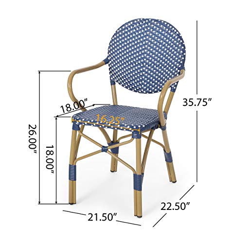 Christopher Knight Home Paul Bistro Set, Dark Teal + White + Bamboo