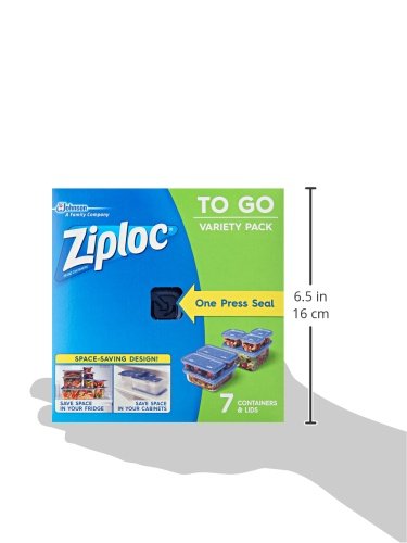 Ziploc Food Storage Meal Prep Containers with One Press Seal, For Travel & Organization, Dishwasher Safe, 14 Piece Set (Variety Pack)