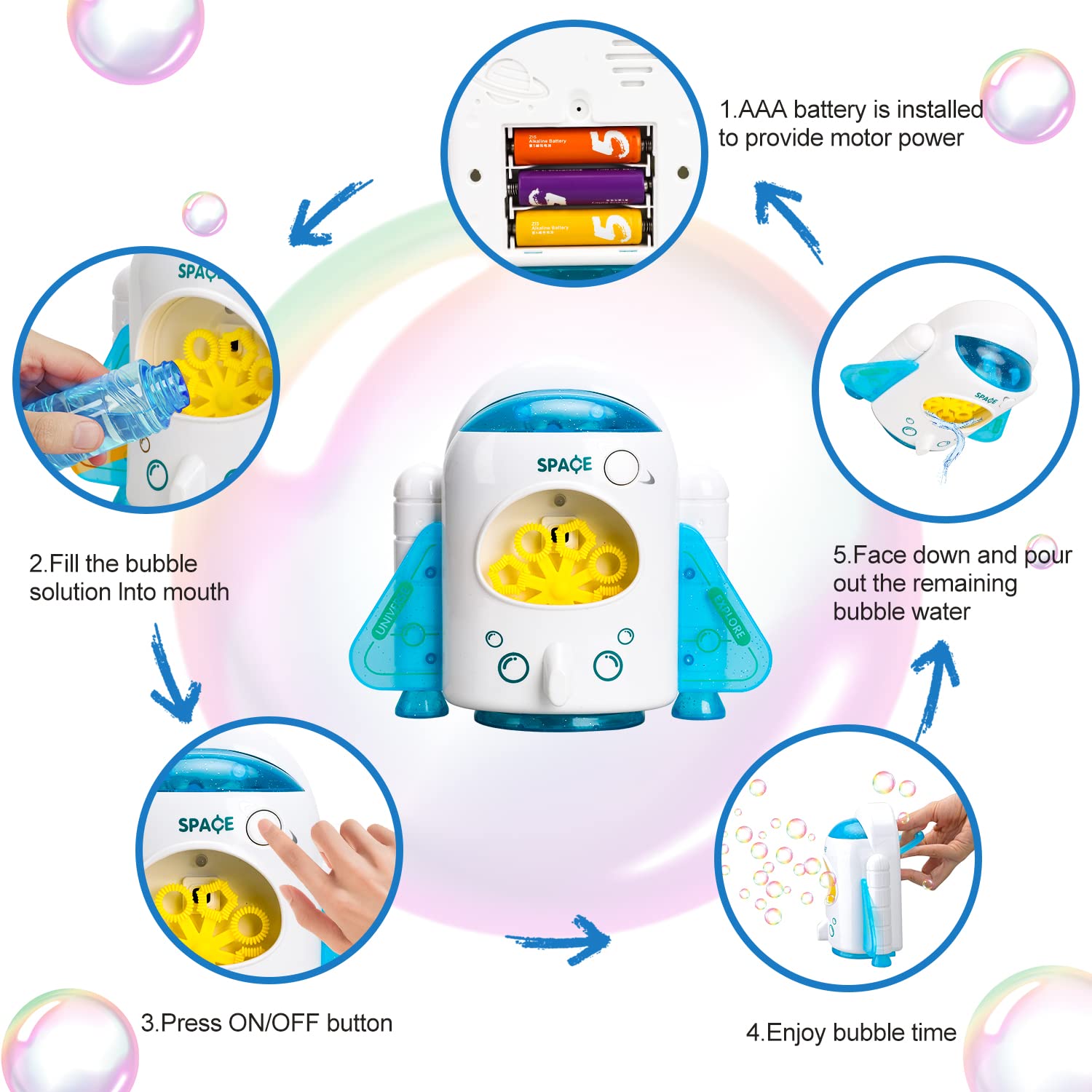 TOY Life Bubble Machine for Kids Toddlers, Automatic Battery Operated Bubble Machine for Parties, Bubble Maker Bubble Blower for Kid Birthday, Easter, Wedding, Indoor Outdoor Bubble Toy for Girls Boys