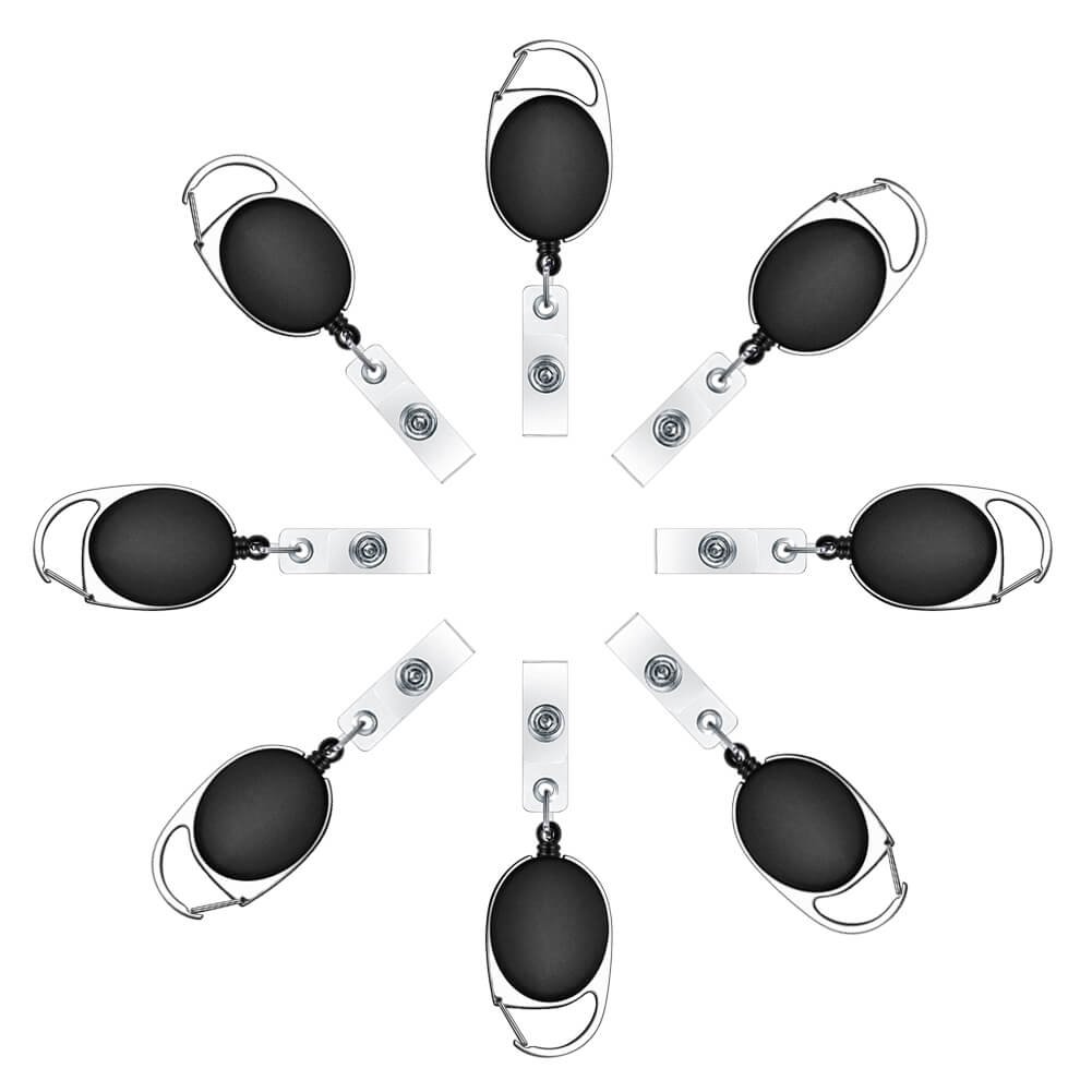 Selizo 10pcs Retractable Badge Holders Retractable ID Badge Clips Badge Reels Retractable with Carabiner Reel Clip