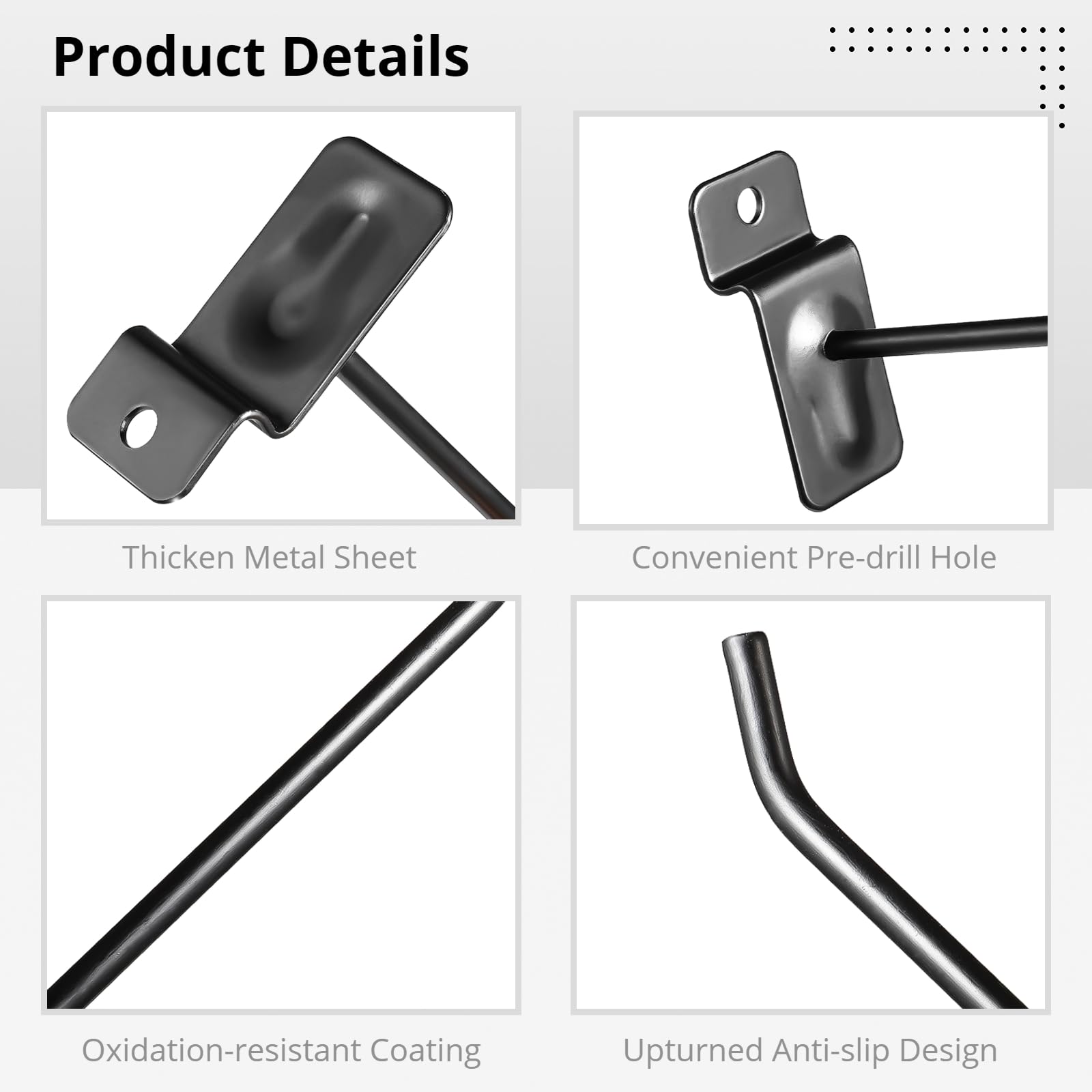 yeesport 50 Packs Black Metal Slatwall Hooks, 6 and 4Inch Tool-Free Slatwall Accessories Hooks Hangers for Slotwall Panels, Slat Wall Board Hanging Hooks for Garage Shop Retail DisplayKitchen