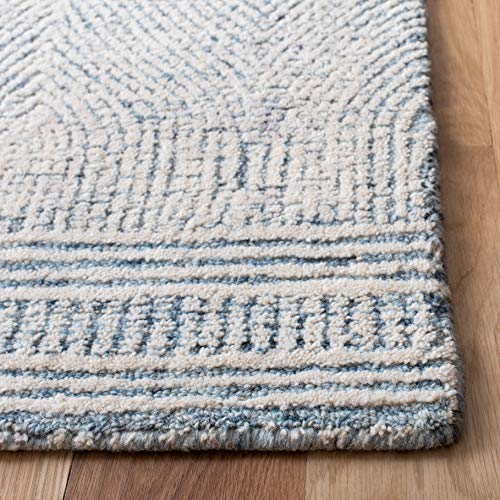 SAFAVIEH Abstract Collection 5' x 8' Ivory/Blue ABT340M Handmade Premium Wool Area Rug