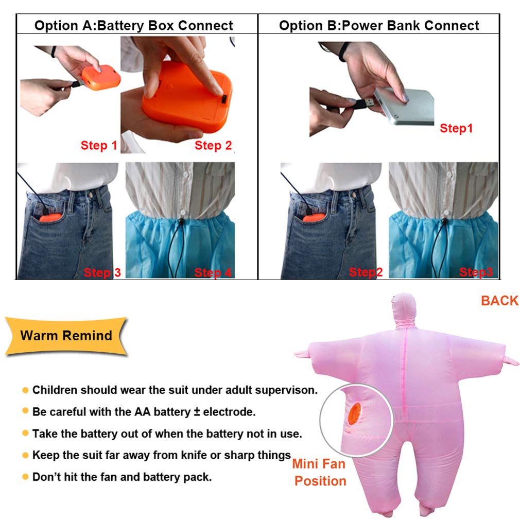 Arokibui USB Mini Upgrade Inflatable Costume Fan Replacement Blow up Blower Potable Fans for Dinosaur Inflatable Costume Doll Mascot Head or Other Inflatable Game Clothing Orange