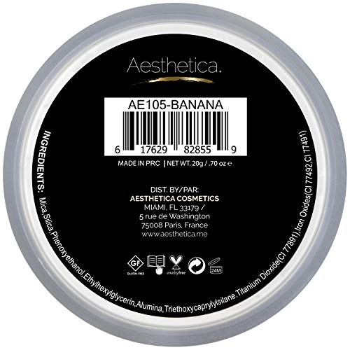 Aesthetica Banana Loose Setting Powder - Flash Friendly Superior Matte Finish Highlighter & Finishing Powder - Includes Velour Puff