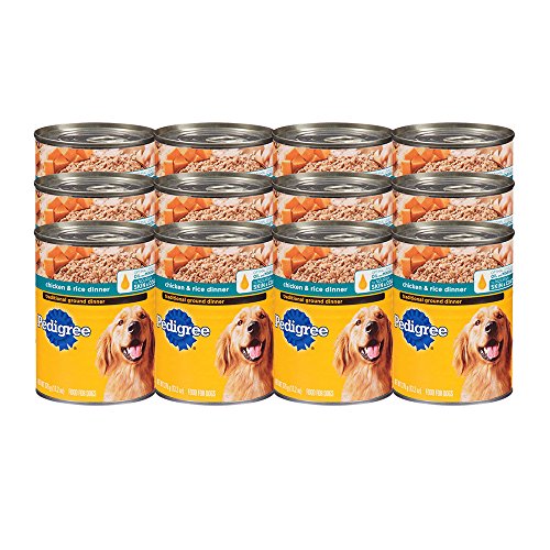 Pedigree Traditional Ground Dinner Chicken And Rice Dinner Canned Dog Food 13.2 Ounces (Pack Of 24)