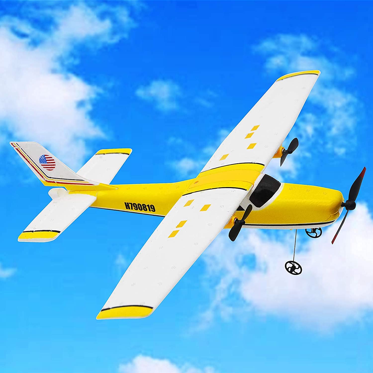PLRB TOYS RC Plane Remote Control Airplane 2.4Ghz 2 Channels RTF Radio Control Cessna Aircraft with 3-Axis Gyro for Beginner Easy to Fly EPP Foam Glider Toys (Two Batteries)