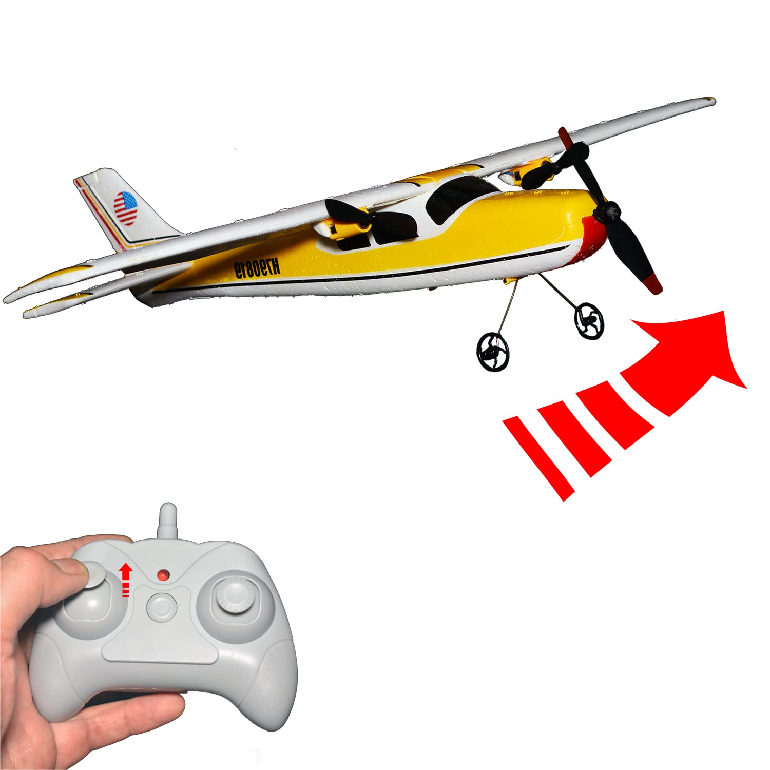 PLRB TOYS RC Plane Remote Control Airplane 2.4Ghz 2 Channels RTF Radio Control Cessna Aircraft with 3-Axis Gyro for Beginner Easy to Fly EPP Foam Glider Toys (Two Batteries)