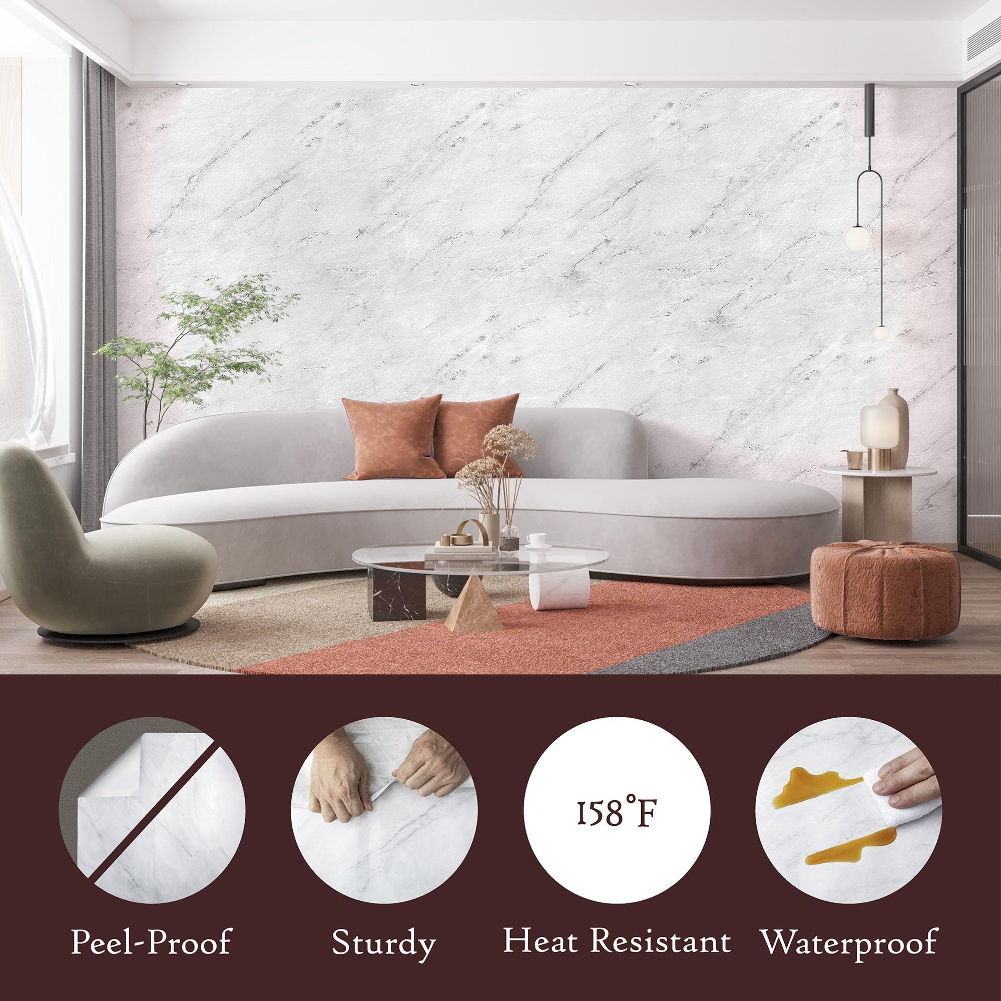 Granite Look Marble Effect Interior Film Vinyl Self Adhesive Peel-Stick Counter Top (VBS710(Matte Black Grey))