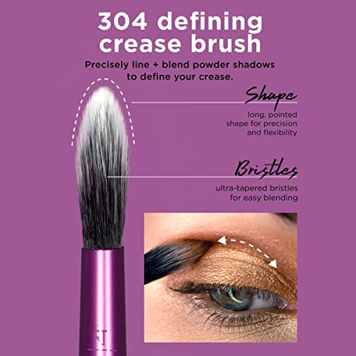 Real Techniques Everyday Eye Essentials Makeup Brush Kit, Eye Makeup Brushes for Eye Liner, Eyeshadow, Brows, & Lashes, Synthetic Bristles, Cruelty-Free & Vegan, 8 Piece Set