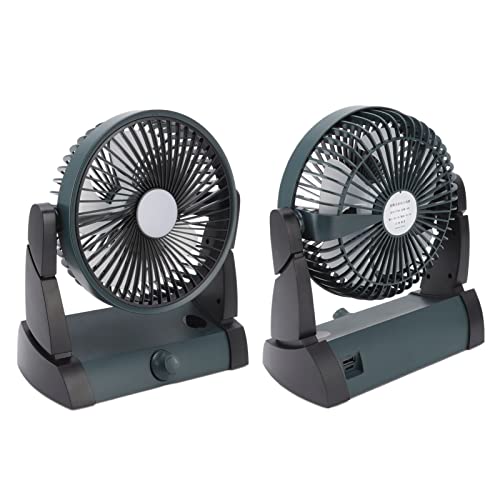 GLOGLOW USB Portable Fan, 5000mAh Battery Silent Motor Rechargeable Portable USB Small Desk Fans 2 Levels LED for Camping (Green)