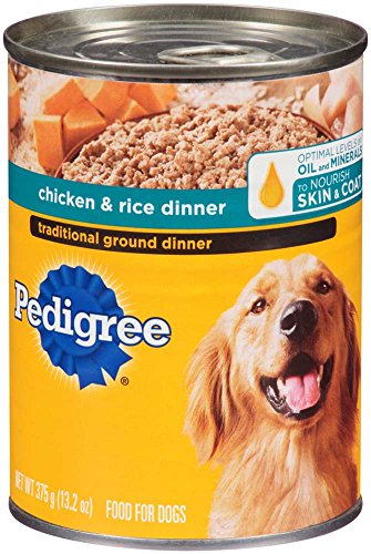 Pedigree Traditional Ground Dinner Chicken And Rice Dinner Canned Dog Food 13.2 Ounces (Pack Of 24)