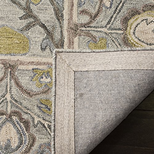 SAFAVIEH Roslyn Collection 4' x 6' Light Grey/Multi ROS908A Handmade Floral Wool Area Rug