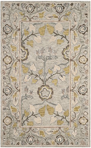 SAFAVIEH Roslyn Collection 4' x 6' Light Grey/Multi ROS908A Handmade Floral Wool Area Rug