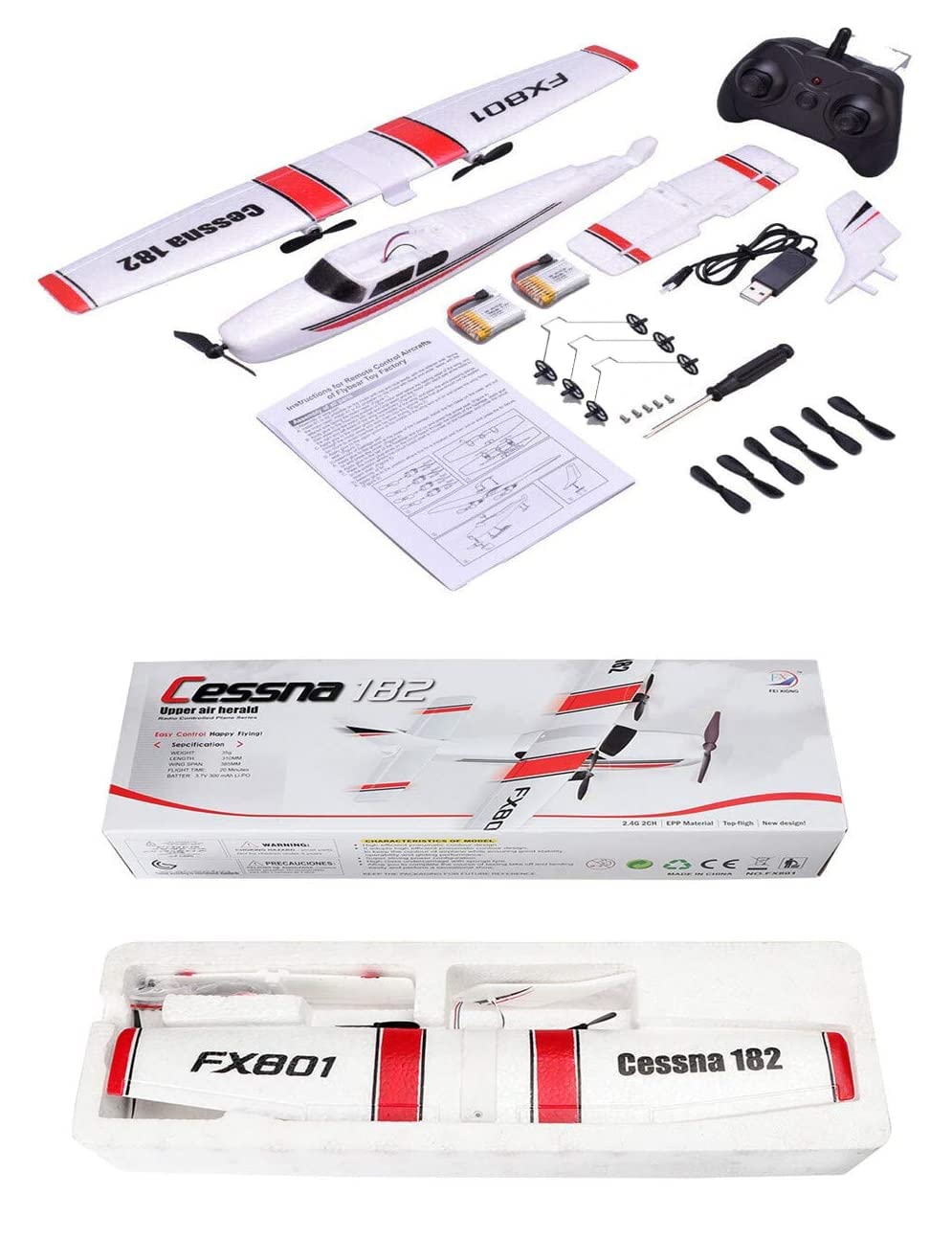 Remote Control Plane, 2.4Ghz 2 Channel RC Plane Ready to Fly,DIY RC Airplane Toy Durable EPP Foam Built-in 3-Axis Gyro System, Easy to Fly RC Aircraft for Beginners Kids and Adults(Two Batteries)