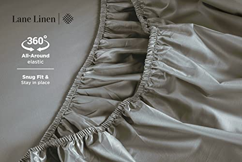 100% Cotton King Sheets - 600 Thread Count 4 Pc King Sheets Sets, Long Staple Combed Cotton Bed Sheets King, Luxury Sateen Sheets, King size sheets with deep pockets fits upto 17" - Charcoal
