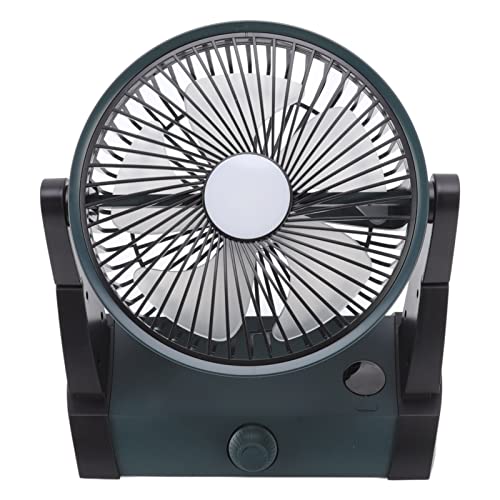 GLOGLOW USB Portable Fan, 5000mAh Battery Silent Motor Rechargeable Portable USB Small Desk Fans 2 Levels LED for Camping (Green)