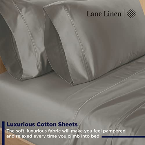 100% Cotton King Sheets - 600 Thread Count 4 Pc King Sheets Sets, Long Staple Combed Cotton Bed Sheets King, Luxury Sateen Sheets, King size sheets with deep pockets fits upto 17" - Charcoal
