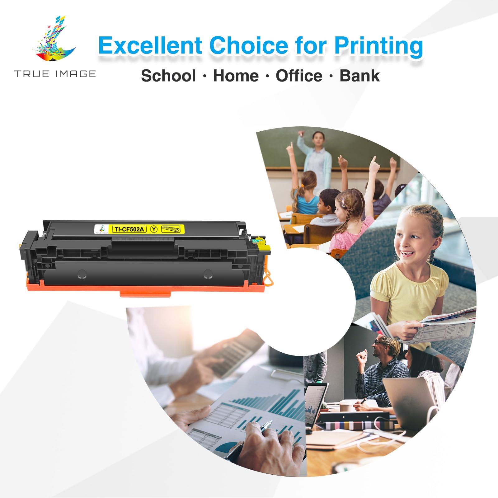 TRUE IMAGE Compatible Toner Cartridge Replacement for HP 202A CF500A 202X M281fdw HP Color Pro MFP M281fdw M281cdw M254dw M281fdn M254 M281 202 Toner Printer (Black Cyan Yellow Magenta, 4-Pack)