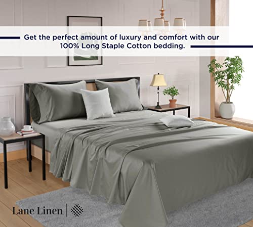 100% Cotton King Sheets - 600 Thread Count 4 Pc King Sheets Sets, Long Staple Combed Cotton Bed Sheets King, Luxury Sateen Sheets, King size sheets with deep pockets fits upto 17" - Charcoal