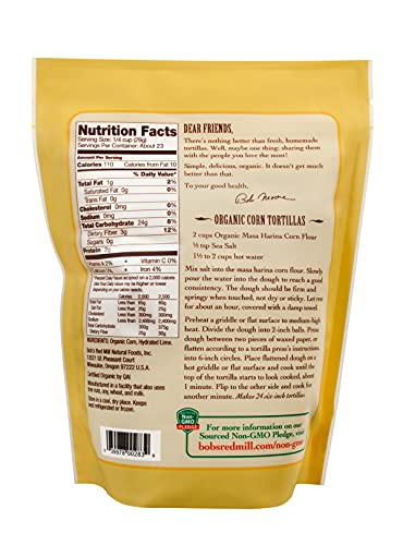 Bob's Red Mill Organic Masa Harina Corn Flour, 24-ounce (Pack of 4)