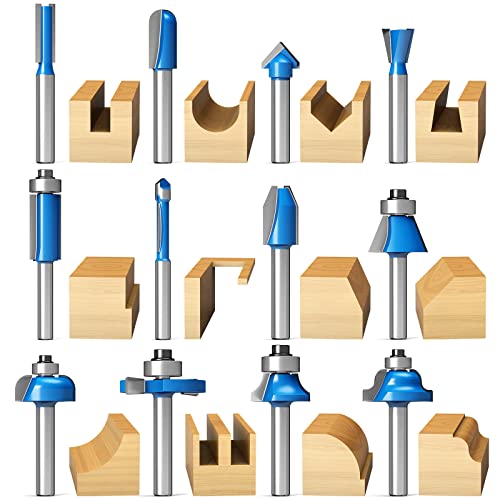 CSOOM Upgrade 24A PiecesRouter Bits , Tungsten Carbide Router Bit Set, 1/4 inch Shank,for Woodworking, All Purpose Router bit for DIY