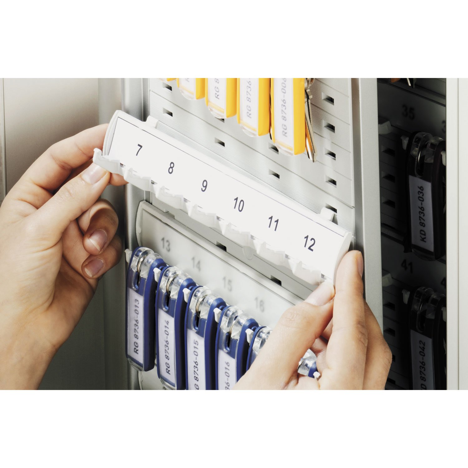Durable Wall Mounted Secure Key Cabinet with Combination Lock, Holds 72 Key Tags, 11-7/8 x 4-3/4 x 15 3/4 Inches, Brushed Aluminum (196723), Blue