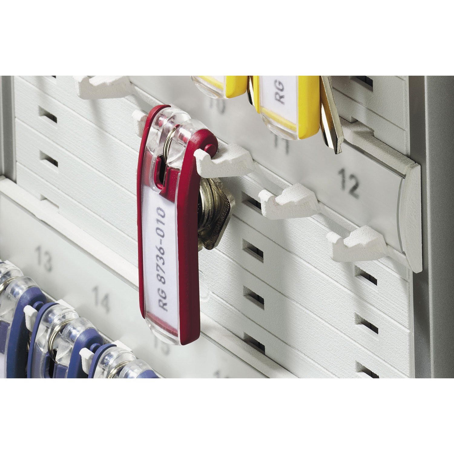 Durable Wall Mounted Secure Key Cabinet with Combination Lock, Holds 72 Key Tags, 11-7/8 x 4-3/4 x 15 3/4 Inches, Brushed Aluminum (196723), Blue