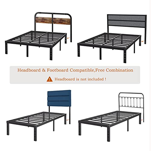 COMASACH California King Size Metal Bed Frame No Box Spring Needed, 12 Inch Noise Free Black Platform Bed Base, Easy Assembly, Heavy Duty Steel Slat Support Non Slip Mattress Foundation