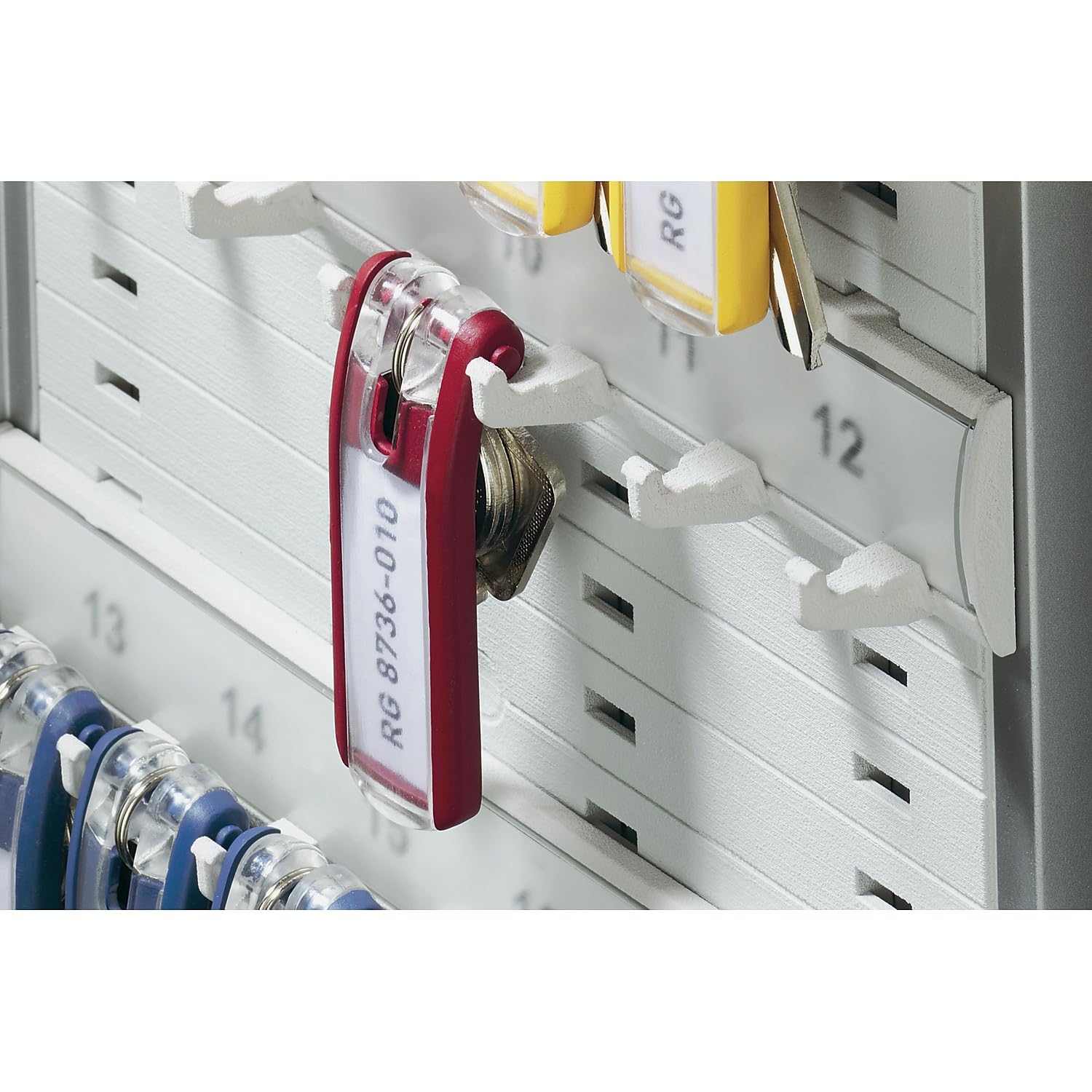 Durable Wall Mounted Secure Key Cabinet with Combination Lock, Holds 72 Key Tags, 11-7/8 x 4-3/4 x 15 3/4 Inches, Brushed Aluminum (196723), Blue