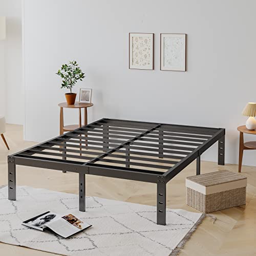 COMASACH California King Size Metal Bed Frame No Box Spring Needed, 12 Inch Noise Free Black Platform Bed Base, Easy Assembly, Heavy Duty Steel Slat Support Non Slip Mattress Foundation