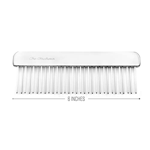 Chris Christensen 011 6 in. NTS Staggered Tooth Butter Comb, Groom Like a Professional, Rounded Corners Prevent Friction and Breakage, Solid Brass Spin with Steel Teeth, Chrome Finish.