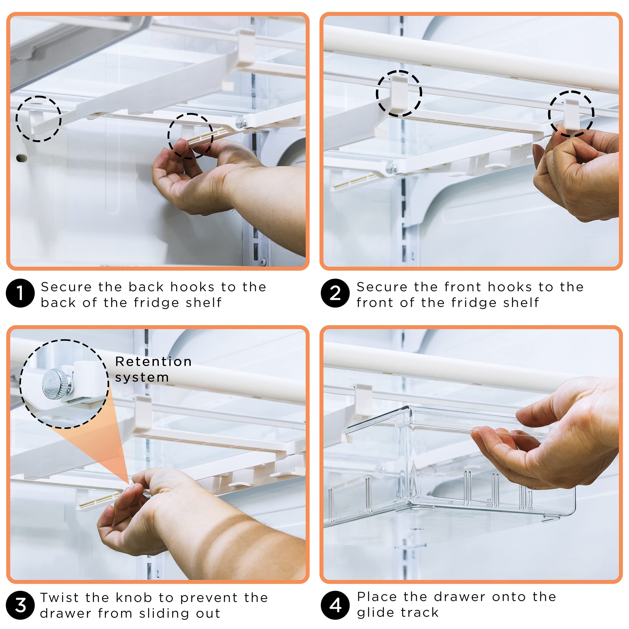 Sorbus Pull Out Fridge Drawer - Attachable Deli Drawer - Adjustable Refrigerator Storage Bin - Clear Plastic Kitchen Accessories