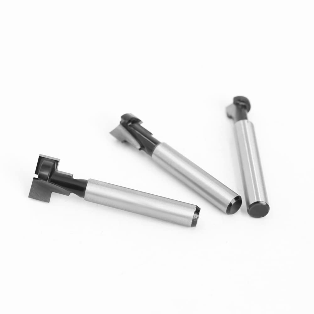 Keyhole Router Bits Set, T-Slot Bolts Keyhole bit, T Track Router bit, for Wood T-Track Slotting Wood Router Tool, (1/4 in Shank, 5/16 3/8 1/2 Inch Blade Diameter, 3Pcs)
