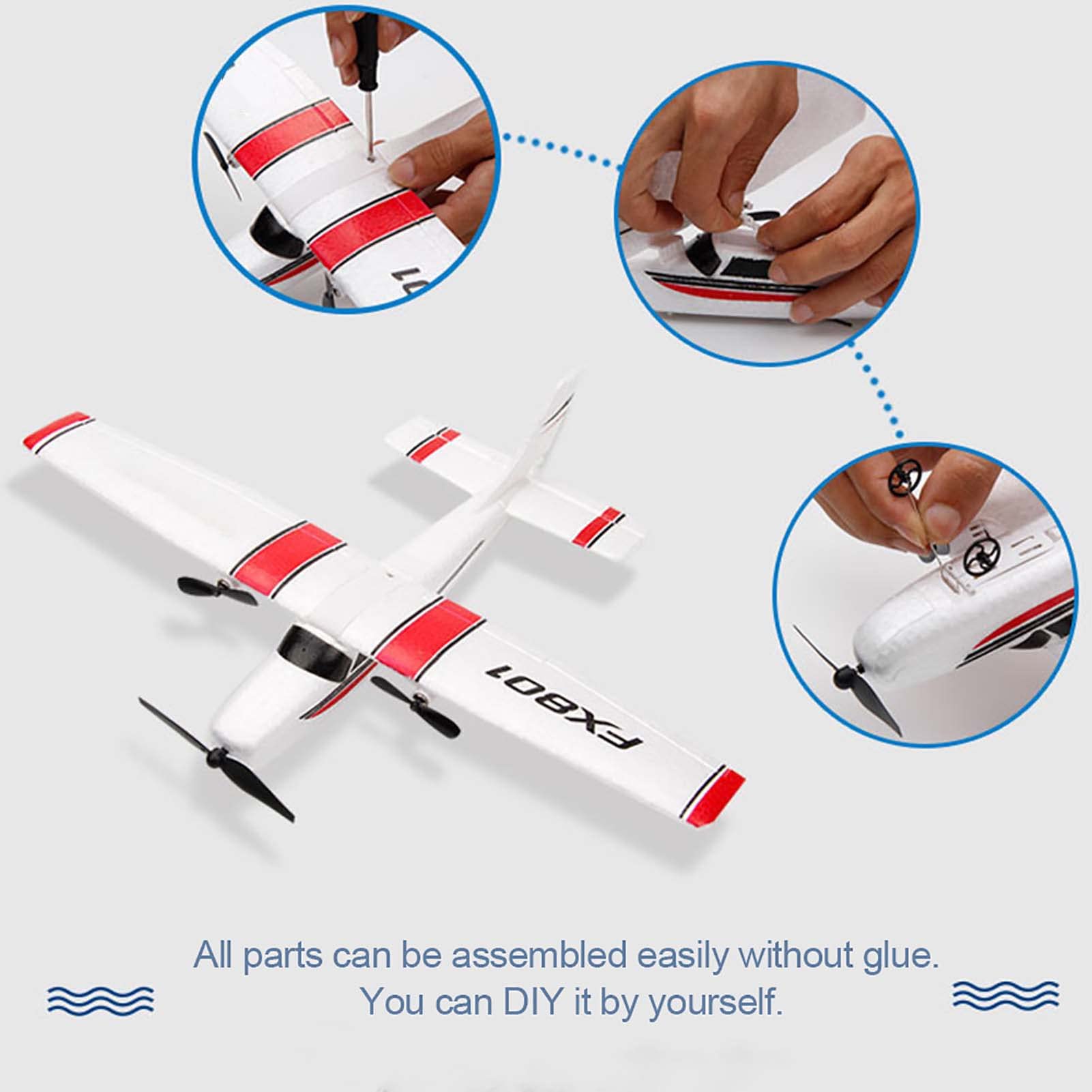 GoolRC FX801 RC Airplane, 2.4GHz 2CH Remote Control Airplane, EPP Foam RC Plane, Fixed Wing RC Aircraft, Easy to Fly RC Glider Toys for Kids, Boys and Beginners with 2 Batteries