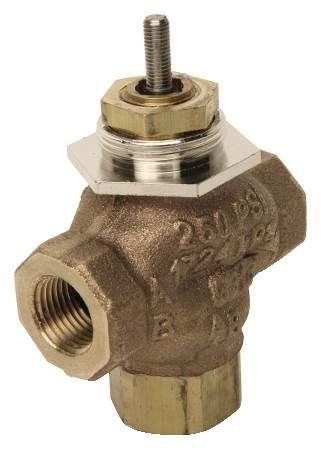 Schneider Electric VB-7313-0-4-08 Series Vb-7000 Three-Way Globe Valve Body, Npt Threaded Straight Pipe End Connection, Mixing, Brass Plug, 1" Port Size