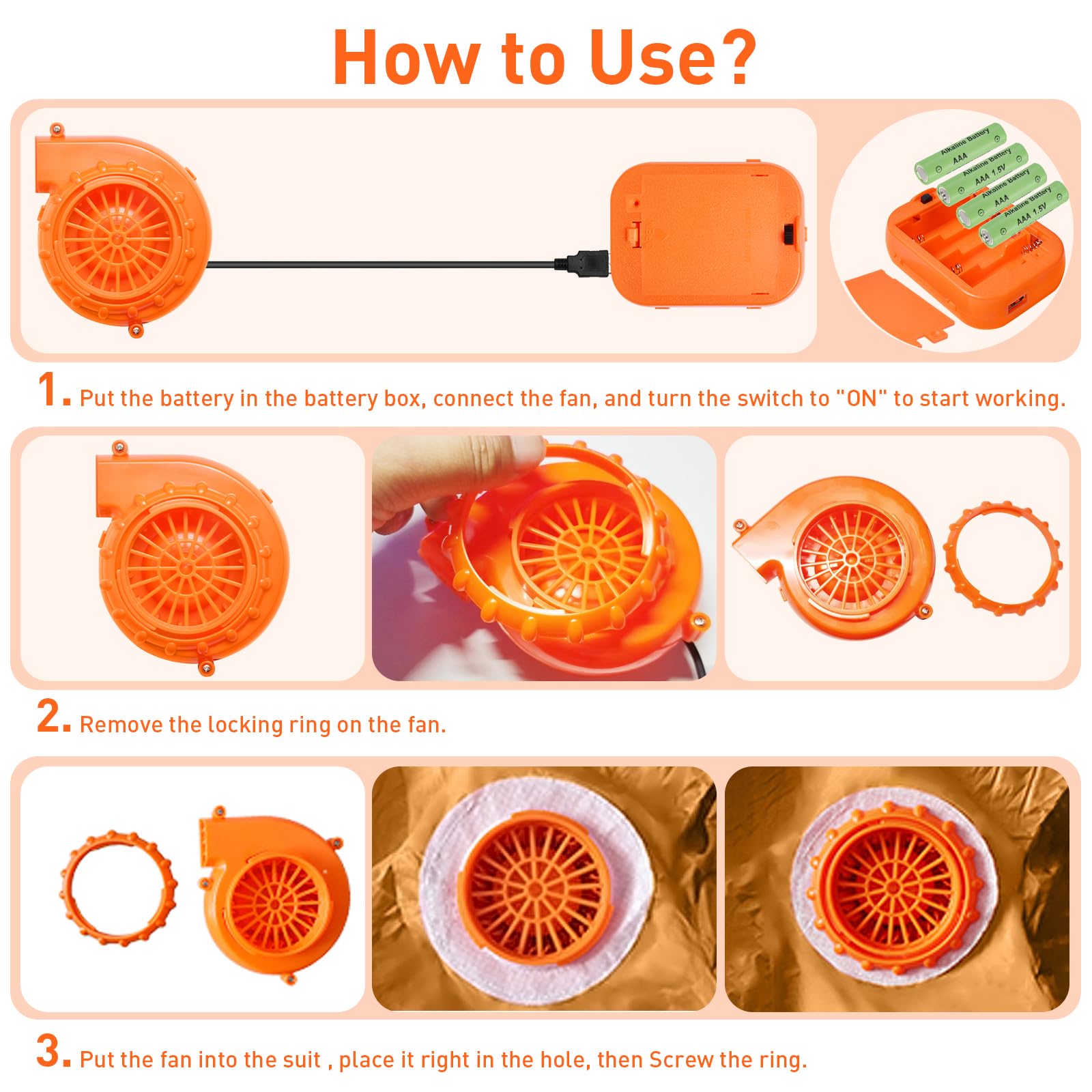 Uderwarb Inflatable Costume Fan Replacement, Mini Blower Fan Dinosaur Pump for Inflatable Costume Blow Up