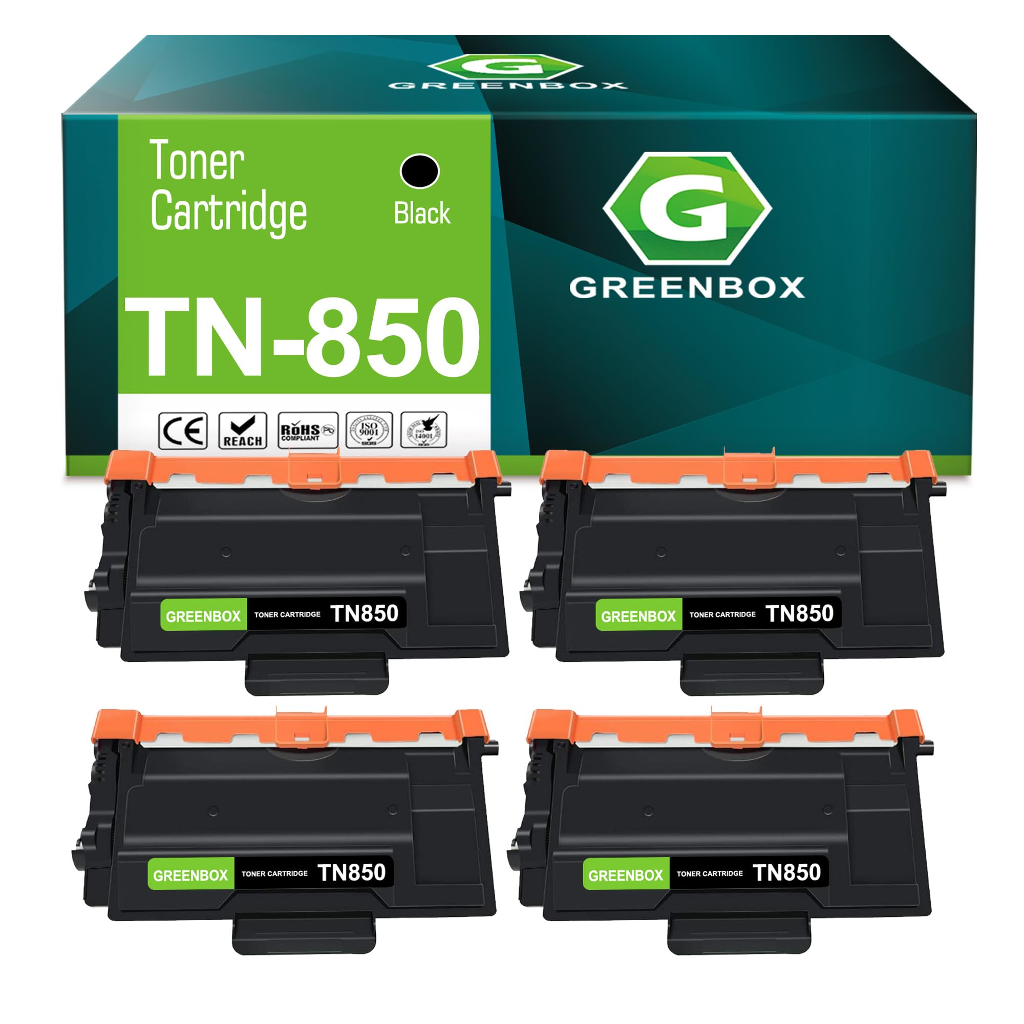 GREENBOX Compatible Toner Cartridge Replacement for Brother TN850 TN-850 TN-820 TN820 for Brother DCP-L5500DN DCP-L5600DN MFC-L5700DW HL-L5000D MFC-L5800DW MFC-L5850DW HL-L5100DN Printer (4 Black)