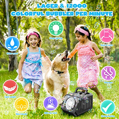 Bloranda Automatic Bubble Machine Upgrade Bubble Blower with 12000+ Bubbles Per Minute Bubble with independently Switched Battery Operated Bubble Toys for Outdoor Toys for Parties, Birthday, Wedding