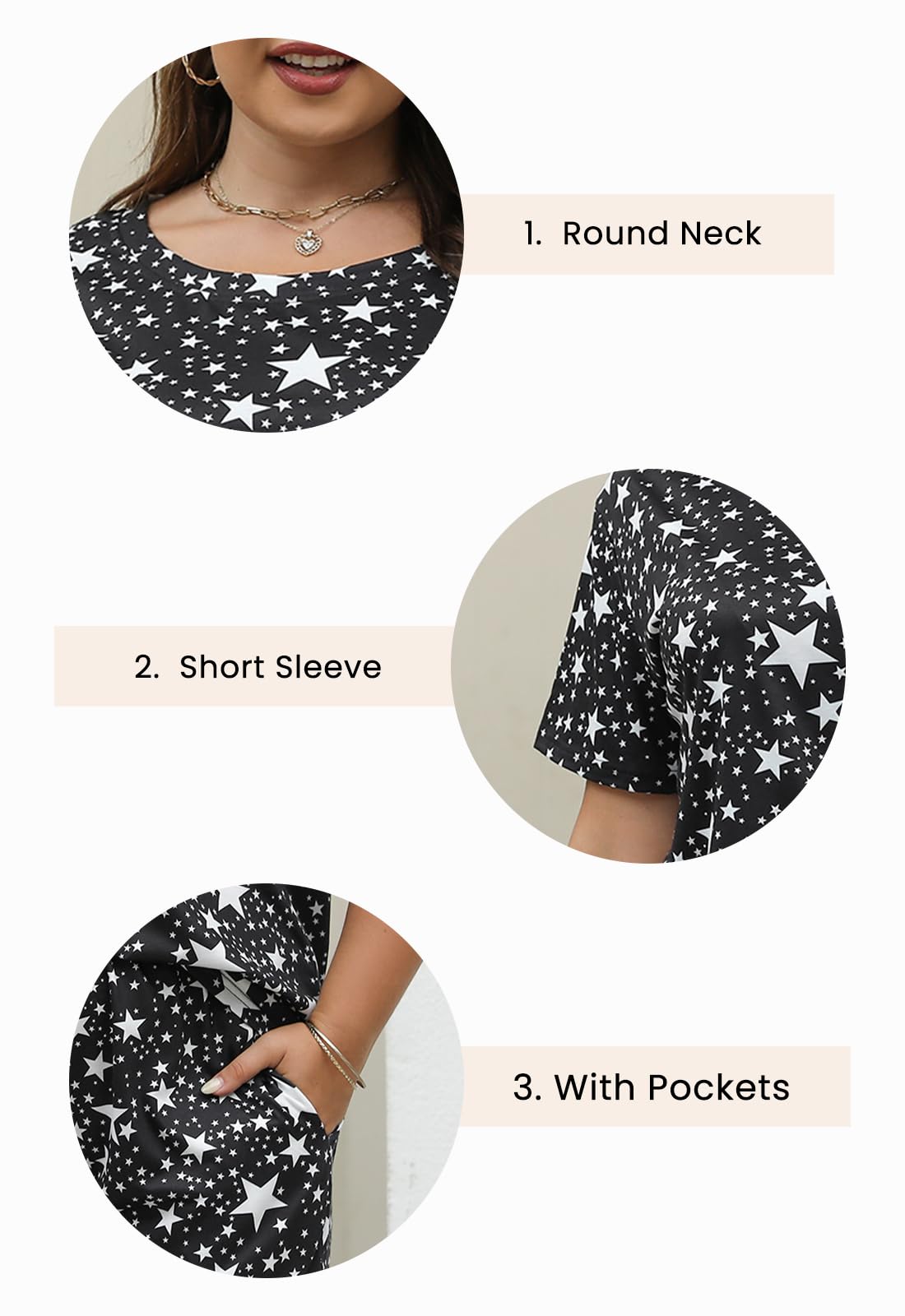 Celkuser Women's Plus Size 2-Piece Pajama Set Comfy Loungewear with Pockets Soft & Cozy Sleepwear for Women (109Blackstarx 4XL)