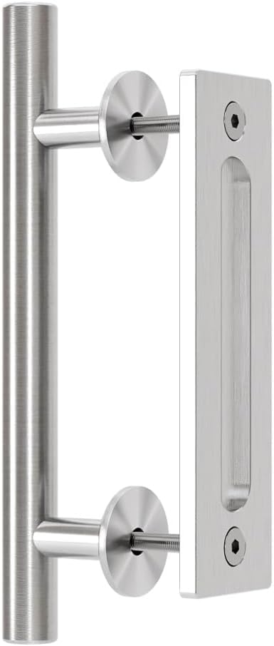 QINAIXQM 12''/30CM Sliding Barn Door Handle Double Sided Pull and Flush Barn Door Embedded Invisible Stainless Steel