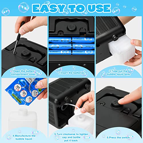 Bloranda Automatic Bubble Machine Upgrade Bubble Blower with 12000+ Bubbles Per Minute Bubble with independently Switched Battery Operated Bubble Toys for Outdoor Toys for Parties, Birthday, Wedding
