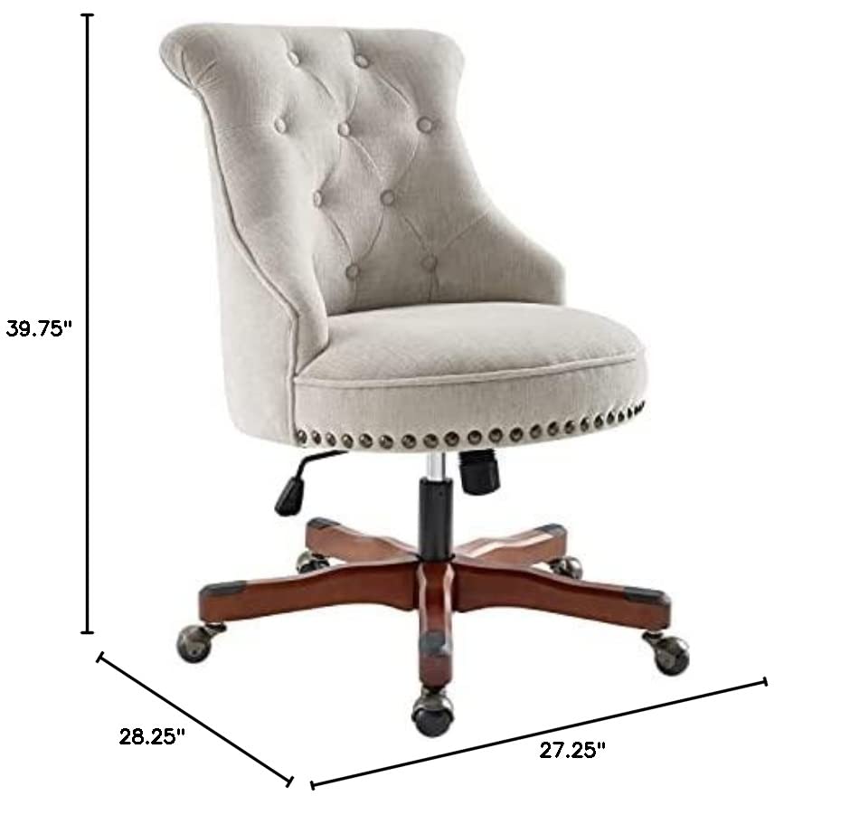 Linon The Talia Beige Adjustable Seat Height Office Chair