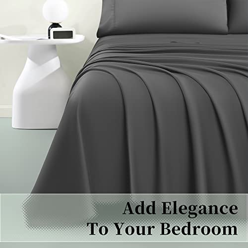 100% Egyptian Cotton Sheets Queen Size,1000 Thread Count Luxury Heavy Bed Sheets Set,Hotel Quality Sateen Weave,Very Smooth Soft with 18" Deep Pocket Sheets 4Pc Set (Charcoal Grey, Queen)