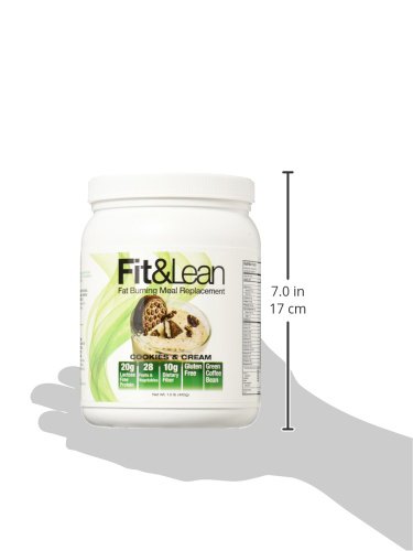 Fit & Lean Meal Shake Meal Replacement with Protein, Fiber, Probiotics and Organic Fruits & Vegetables, Cookies and Cream, 1lb, 10 Servings Per Container
