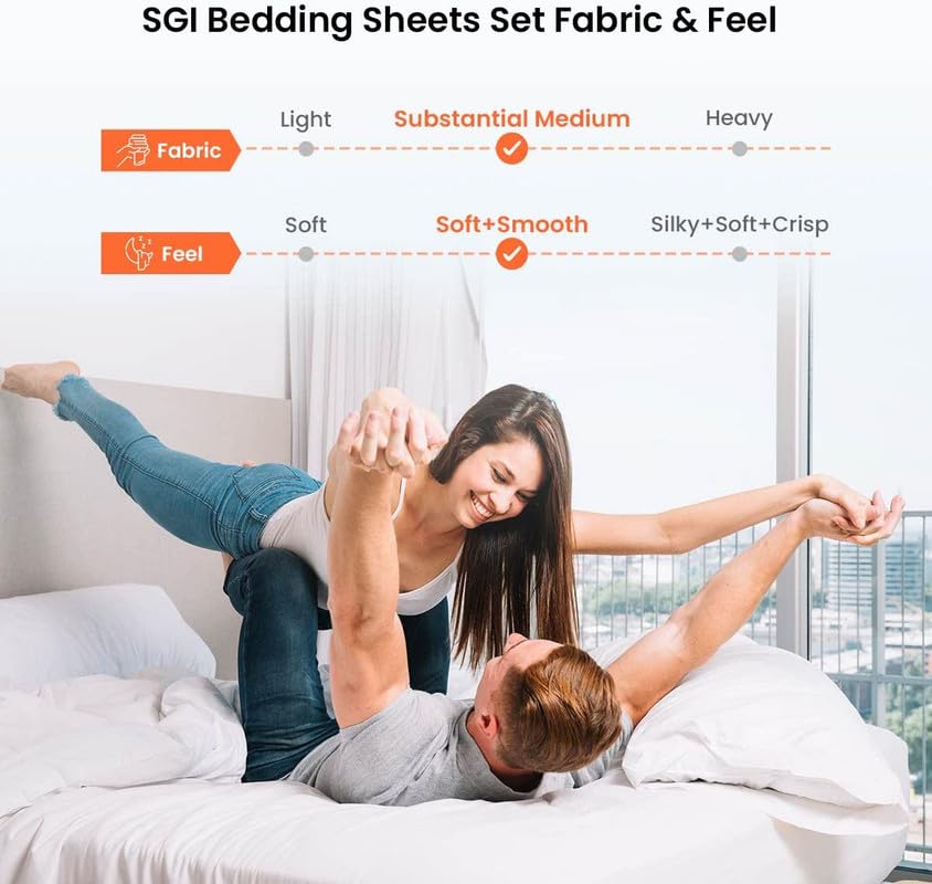 Kotanza Bedding 600TC 100% Egyptian Cotton Sheets-Extra Long-Staple Cotton Sheets for Kids & Adults, Fits Mattress Upto 15'' Deep Pocket, Sateen Weave, Cotton 4PC Sheets Set - (White,King)