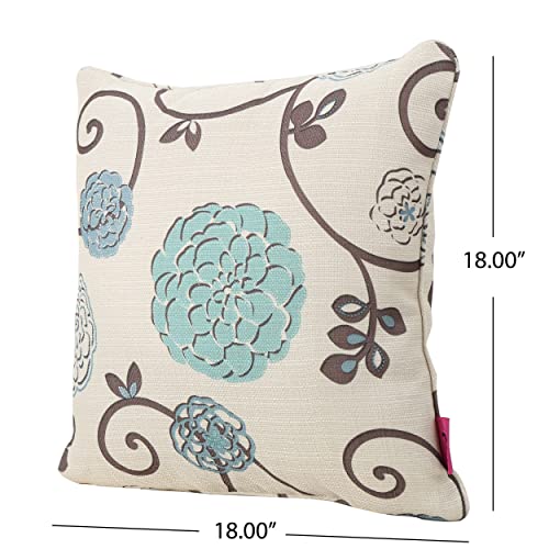 Christopher Knight Home Preston Fabric Club Chair, White/Blue & Ippolito Fabric Pillows, 2-Pcs Set, White and Blue Floral