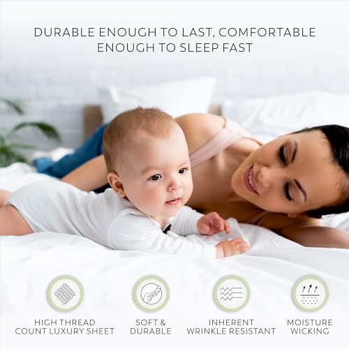 SUPREME ELEGANCE Hotel Luxury Cotton Blend Beige Sheet Set Queen Size, 1200 Thread Count Ultra Soft Sateen Sheet Set, Moisture Wicking & Wrinkle Resistant, Easy Care Fall Bedding Set