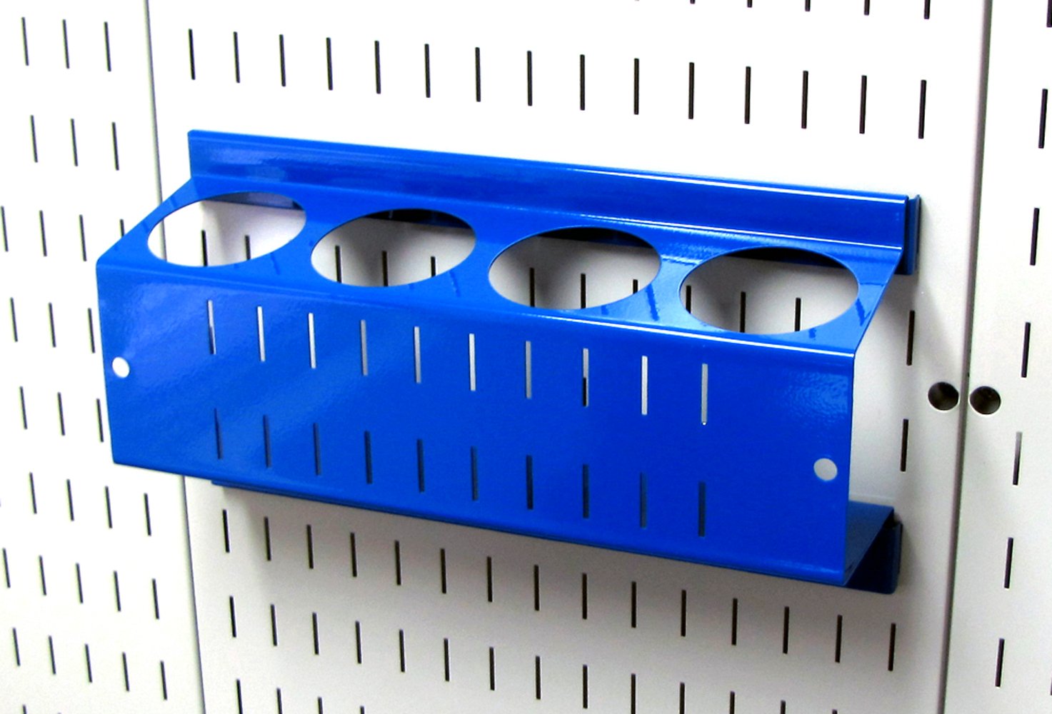 Wall Control Pegboard Spray Can Holder Bracket and Aerosol Can Organizer for Wall Control Pegboard and Slotted Tool Board - Blue