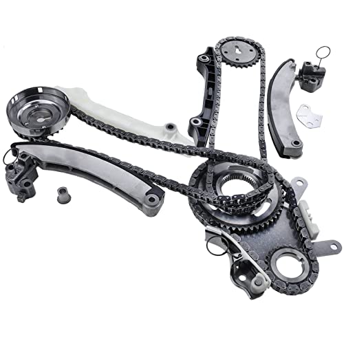 A-Premium Engine Timing Chain Kit W/Tensioner [fits SOHC, 6Cyl 3.7L] Compatible with Dodge Dakota, Durango, Nitro, Ram 1500 & Jeep Grand Cherokee, Commander, Liberty & Mitsubishi Raider & Ram Dakota