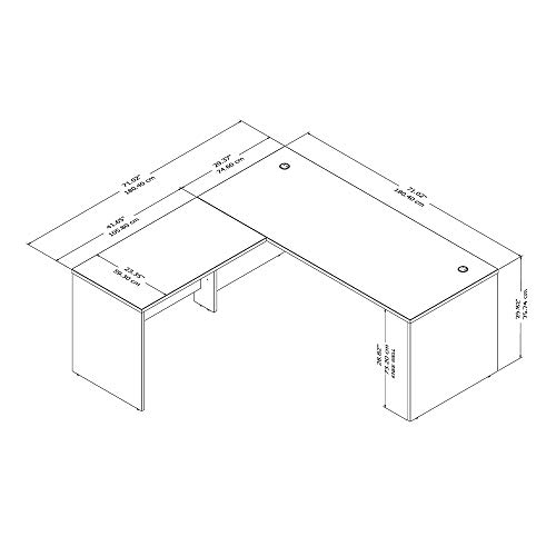 Bush Business Furniture Studio C L Shaped Desk with Return, 72W x 30D, White